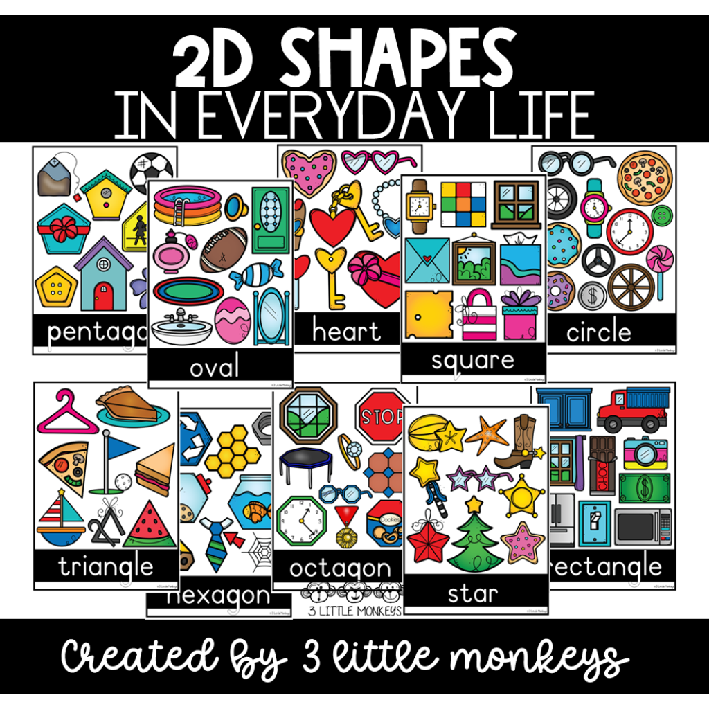 2D Shapes in Everyday life - PDF » 3 Little Monkeys