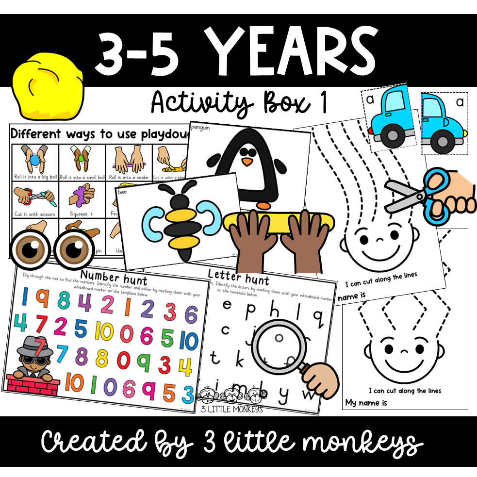 3-5 Years Activity Box 1 - PDF » 3 Little Monkeys