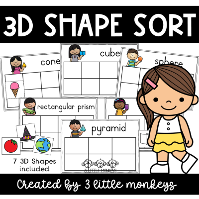 3D Shape Sort - PDF » 3 Little Monkeys