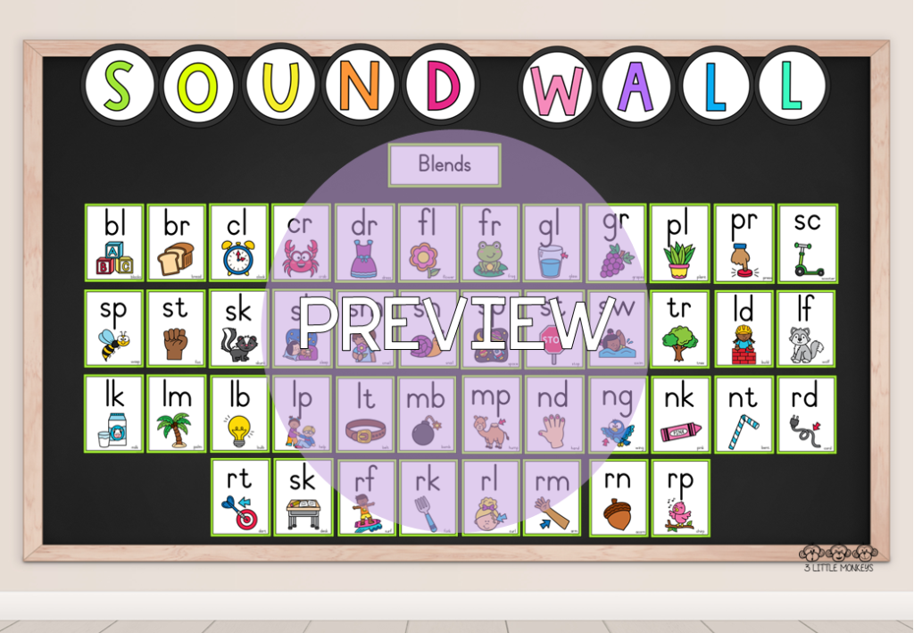 Sound Wall - PDF » 3 Little Monkeys