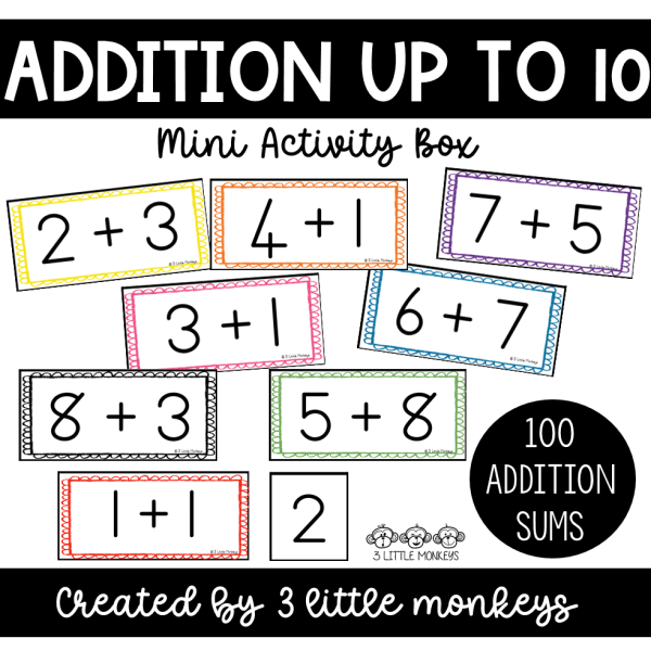 Addition Facts up to 10 - PDF » 3 Little Monkeys