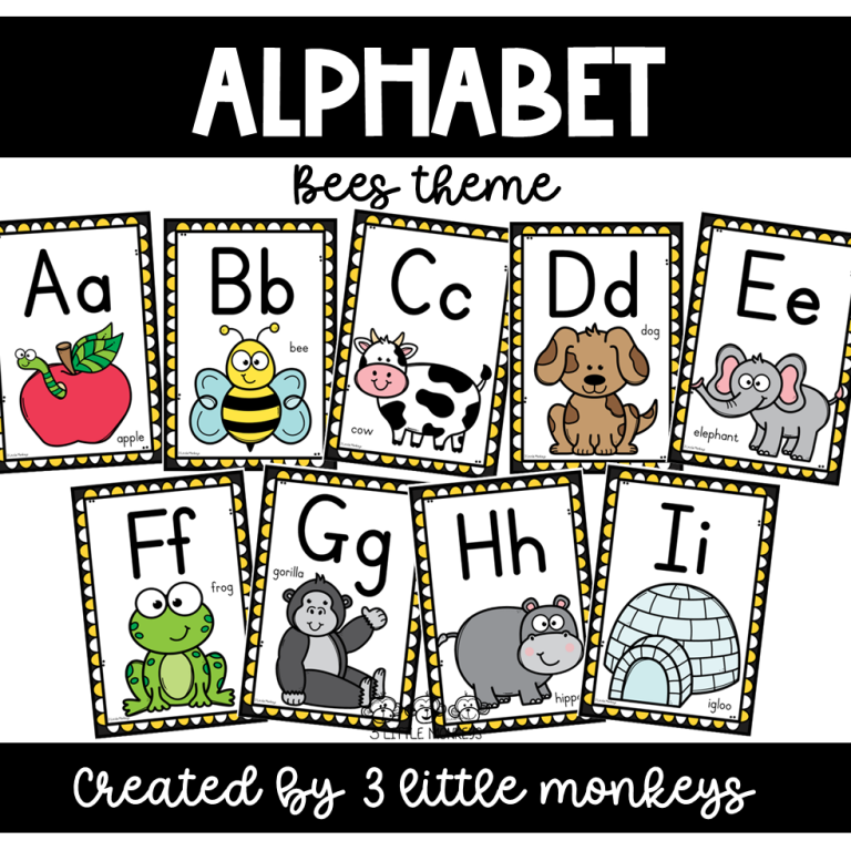 Alphabet Bees - PDF » 3 Little Monkeys