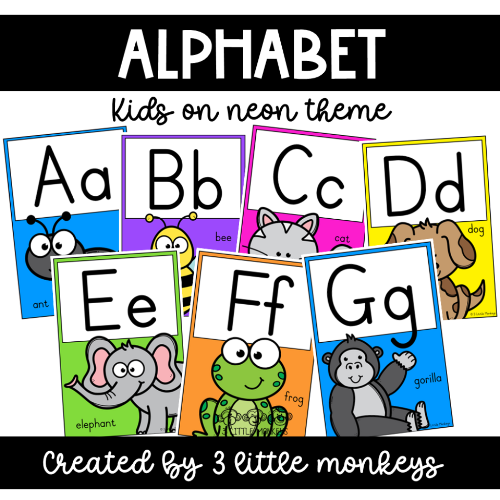 Alphabet - Kids on Neon PDF » 3 Little Monkeys