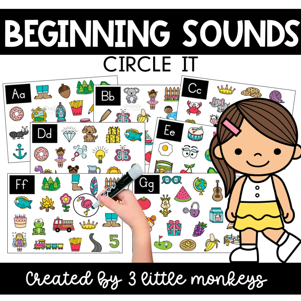 Beginning Sounds Circle It - PDF » 3 Little Monkeys