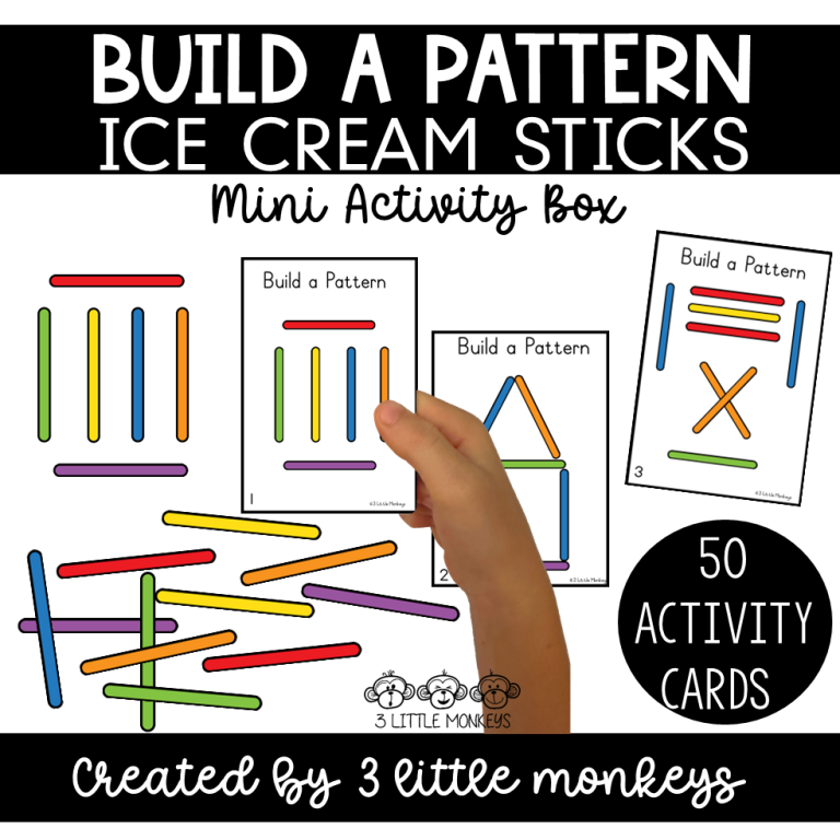 Build a Pattern Ice-Cream Sticks - PDF » 3 Little Monkeys