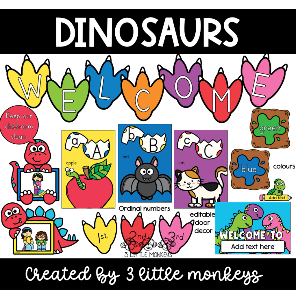 Dinosaurs Theme Classroom Decor - PDF » 3 Little Monkeys