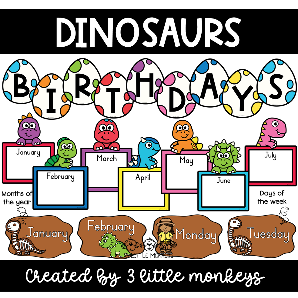 Dinosaurs Theme Classroom Decor - PDF » 3 Little Monkeys