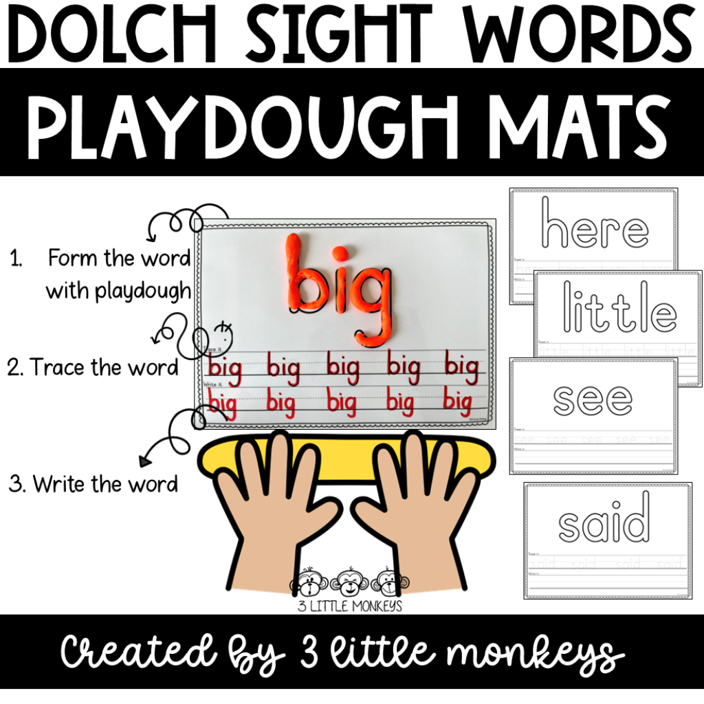 Dolch Sight Words Playdough Mats - PDF » 3 Little Monkeys