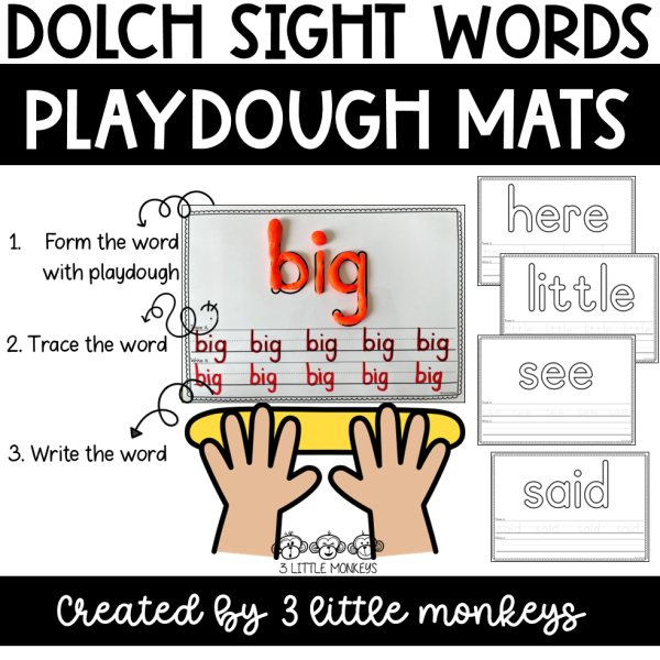 Dolch Sight Words Playdough Mats - PDF » 3 Little Monkeys