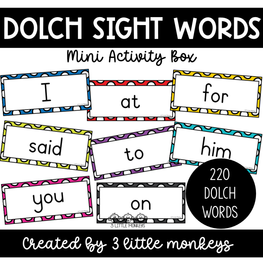 Dolch Sight Words - PDF » 3 Little Monkeys