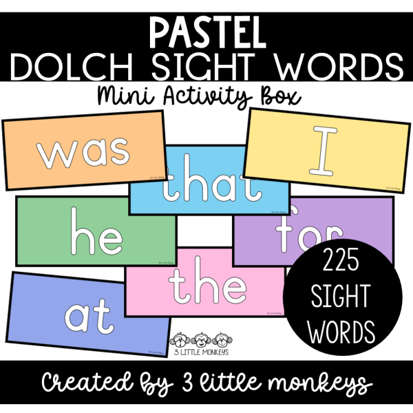Dolch Sight Words (pastel) - PDF » 3 Little Monkeys