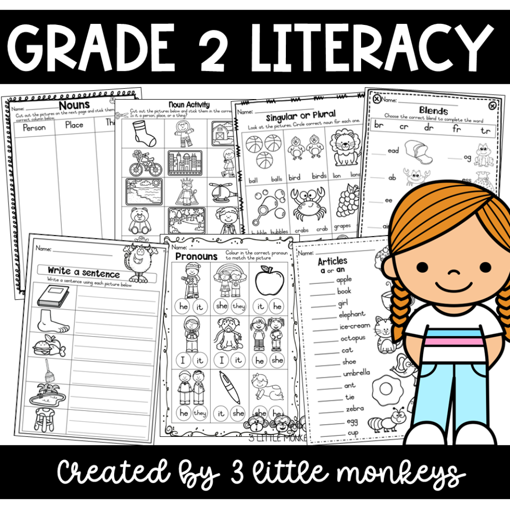 Grade 2 Literacy Workbook - PDF » 3 Little Monkeys