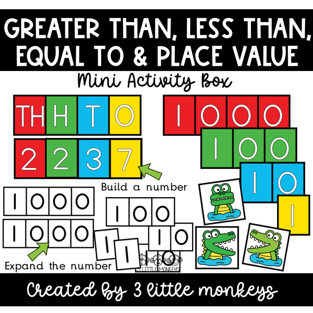 Greater than, Less than, Equal to and Place Value - PDF » 3 Little Monkeys