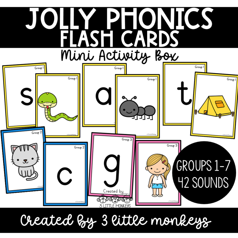 Jolly Phonics Flash Cards - PDF » 3 Little Monkeys