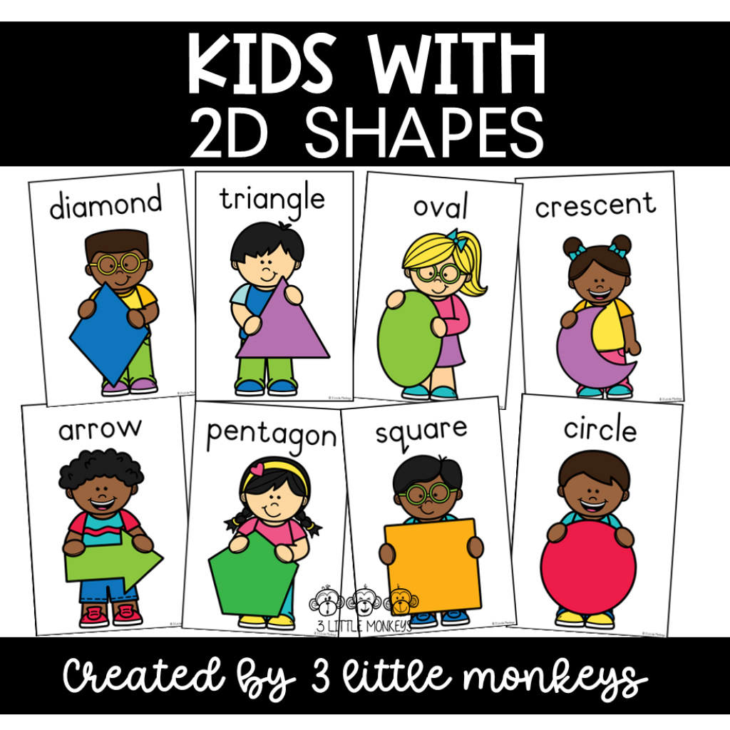 Kids with 2D Shapes - PDF » 3 Little Monkeys