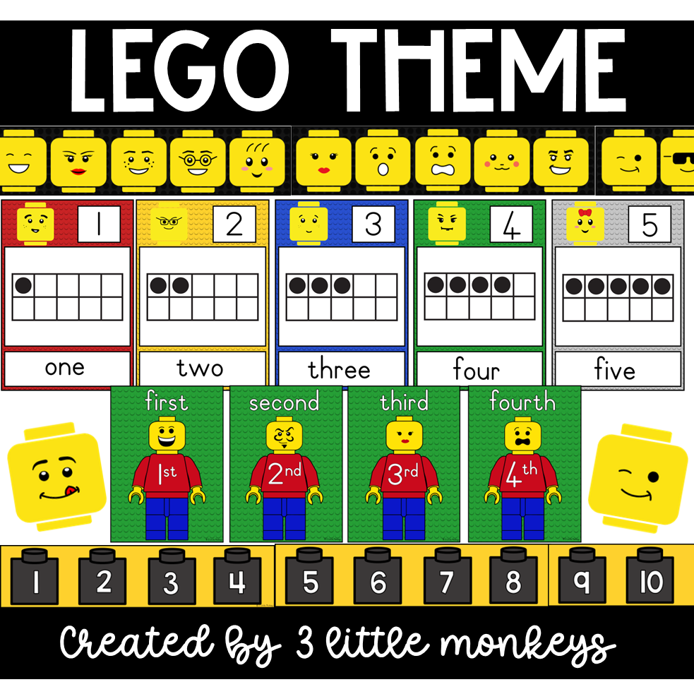 Lego Theme Classroom Decor - PDF » 3 Little Monkeys