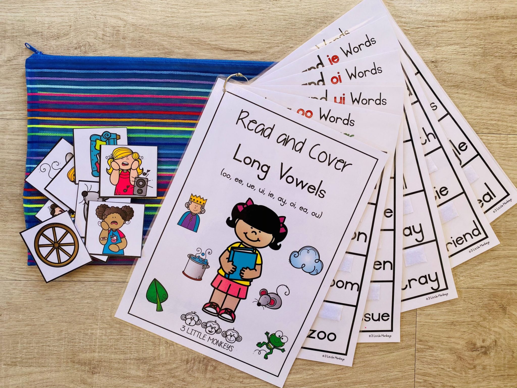 Long Vowels Read and Cover - pdf » 3 Little Monkeys
