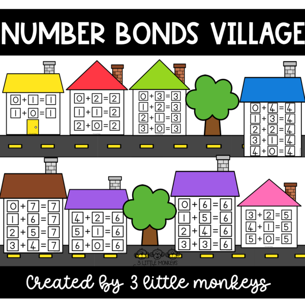Number Bonds Village - PDF » 3 Little Monkeys