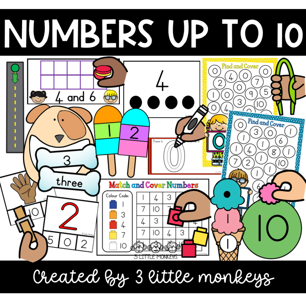 Numbers up to 10 Activity Box - PDF » 3 Little Monkeys
