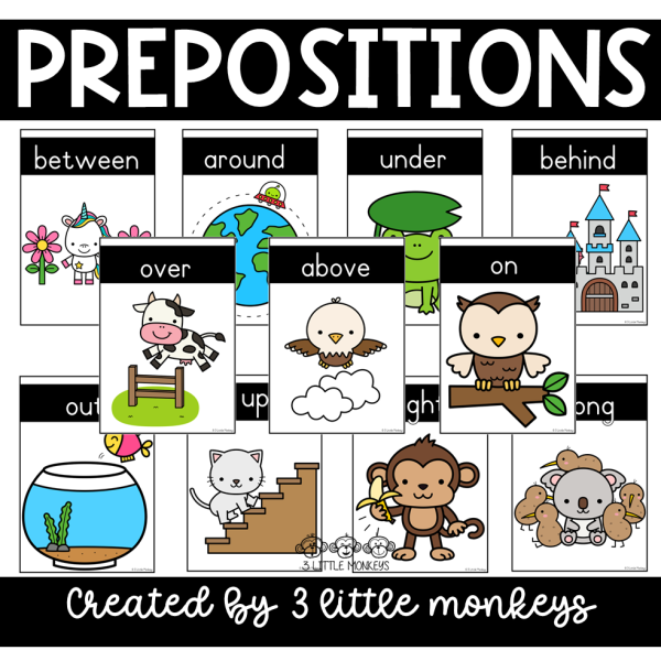Prepositions - PDF » 3 Little Monkeys