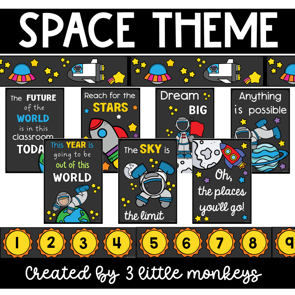 Space Classroom Decor- PDF » 3 Little Monkeys