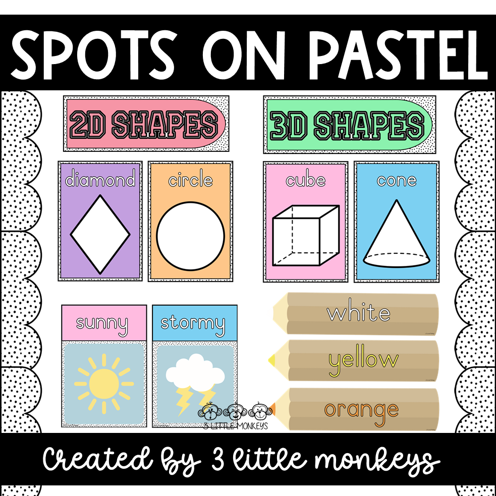 Spots and Pastel Theme - PDF » 3 Little Monkeys