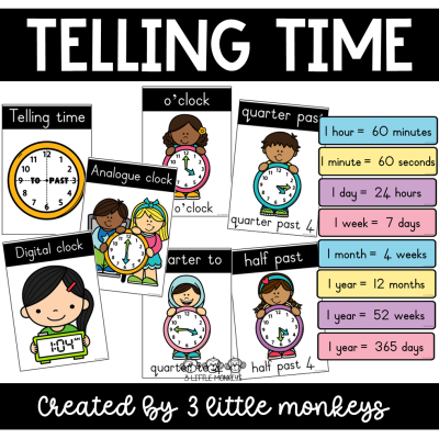 Telling Time - PDF » 3 Little Monkeys