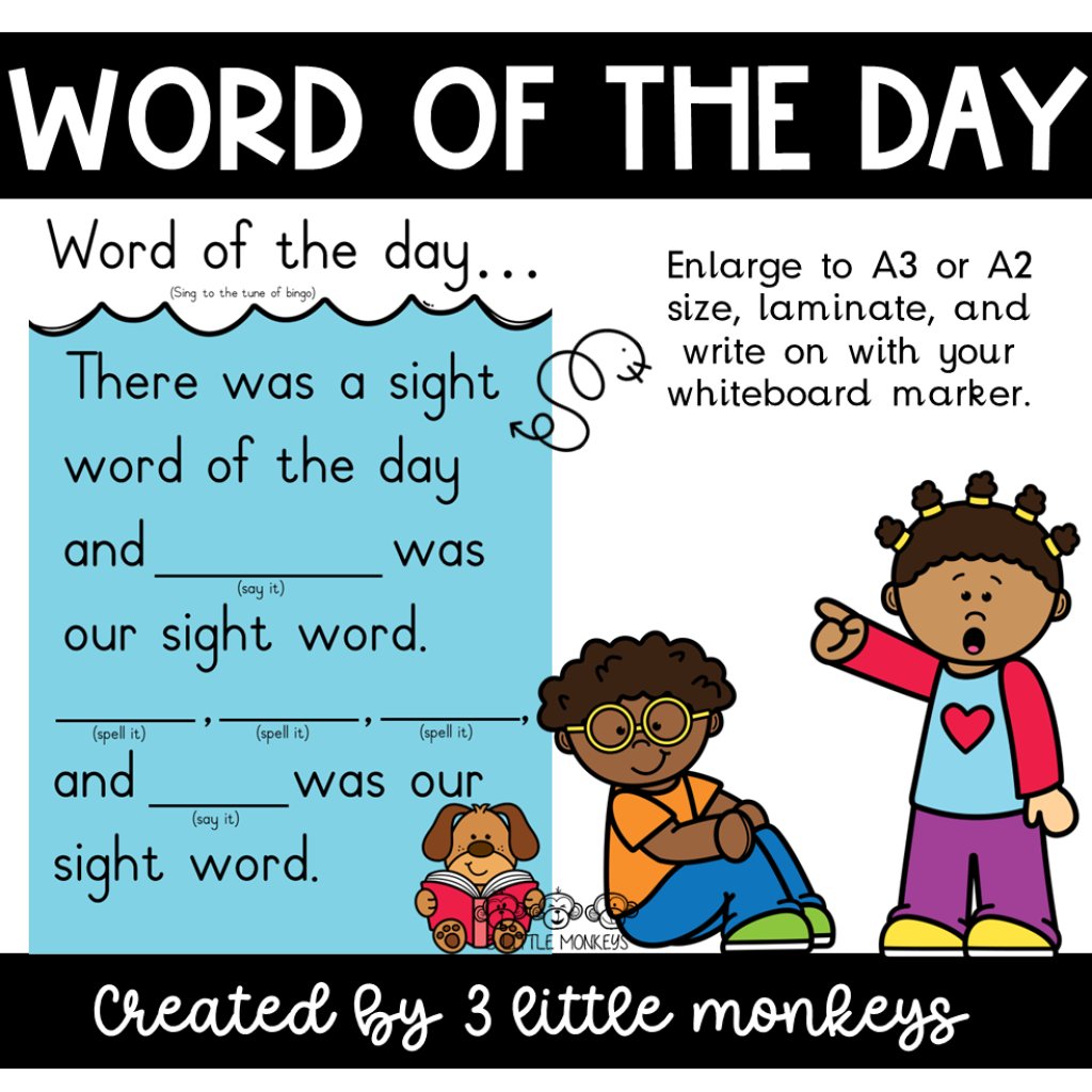 Sight Word of the Day » 3 Little Monkeys