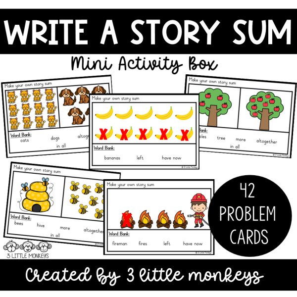 Write your own Story Sum - PDF » 3 Little Monkeys