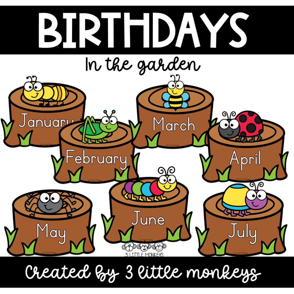 Birthdays - In the Garden PDF » 3 Little Monkeys