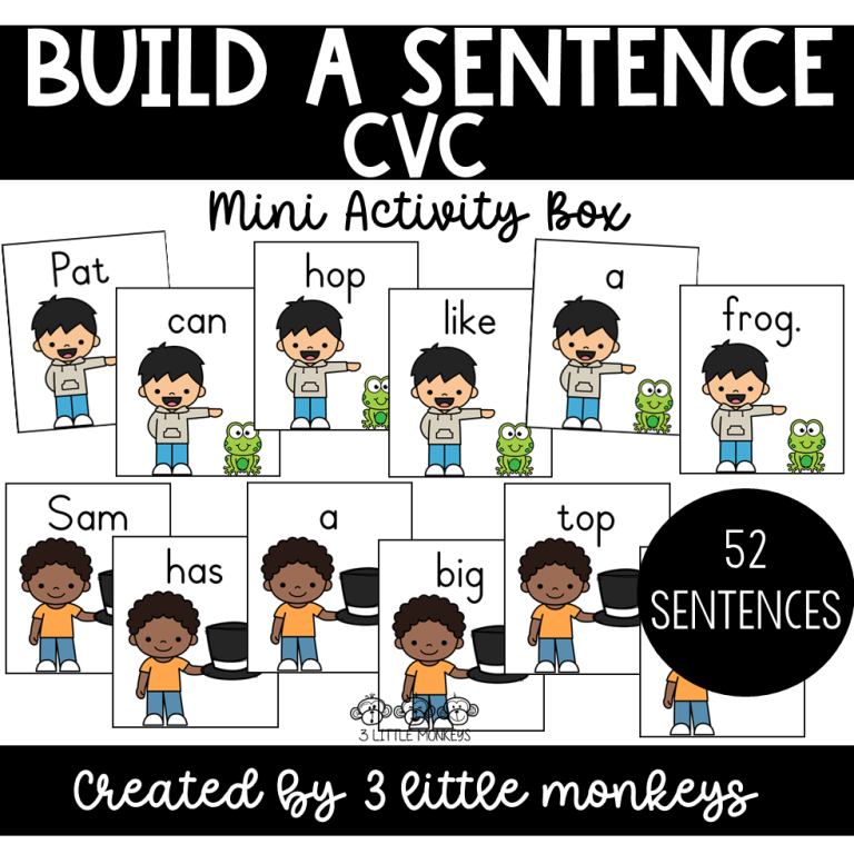 Build a Sentence CVC - PDF » 3 Little Monkeys