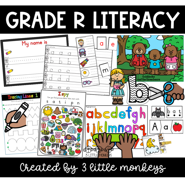 Grade R Literacy Activity Box - PDF » 3 Little Monkeys