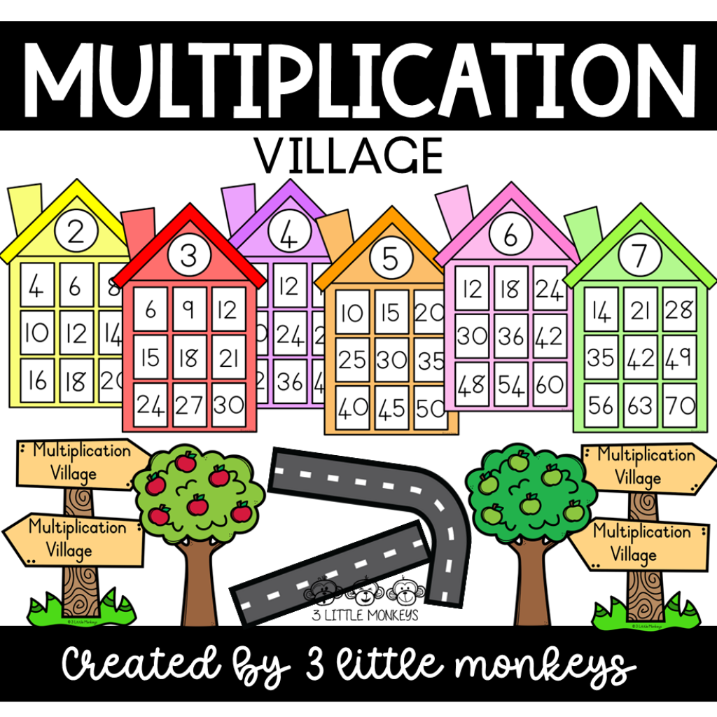 Multiplication Village - PDF » 3 Little Monkeys