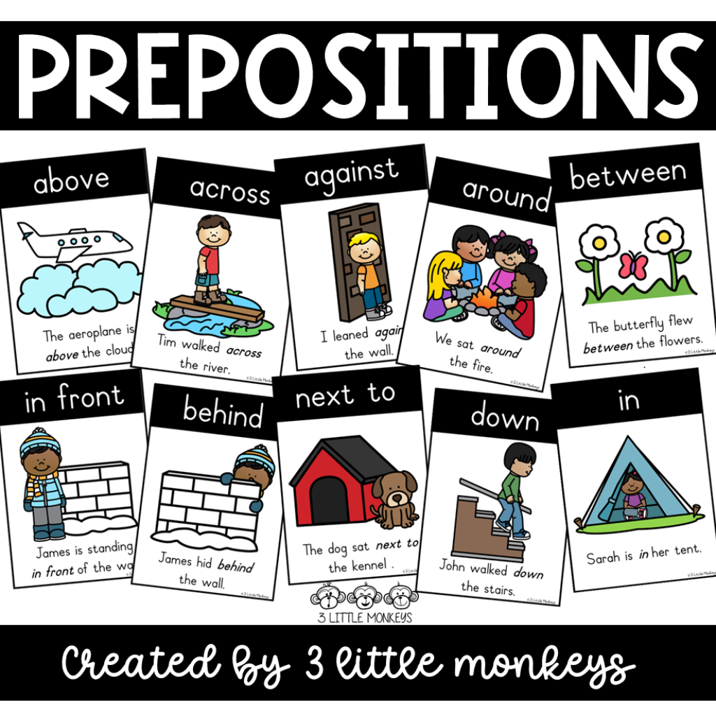 Prepositions - PDF » 3 Little Monkeys