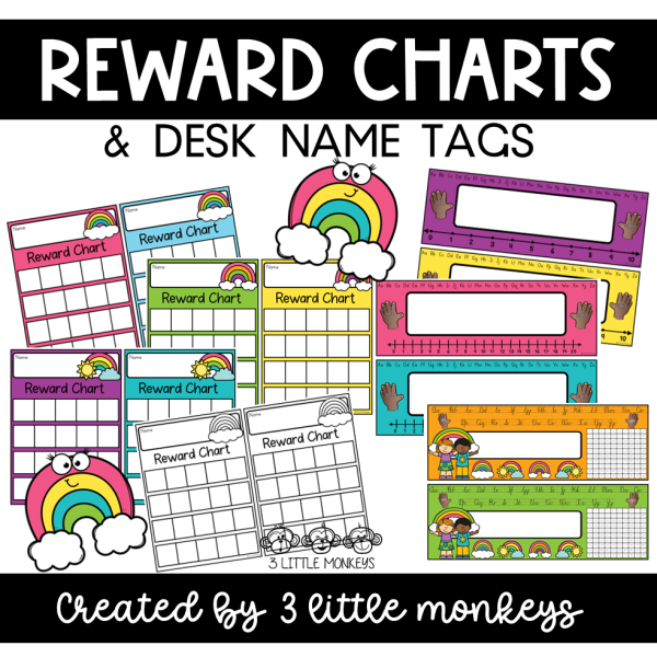 Rainbow Reward Chart and Desk Tags » 3 Little Monkeys
