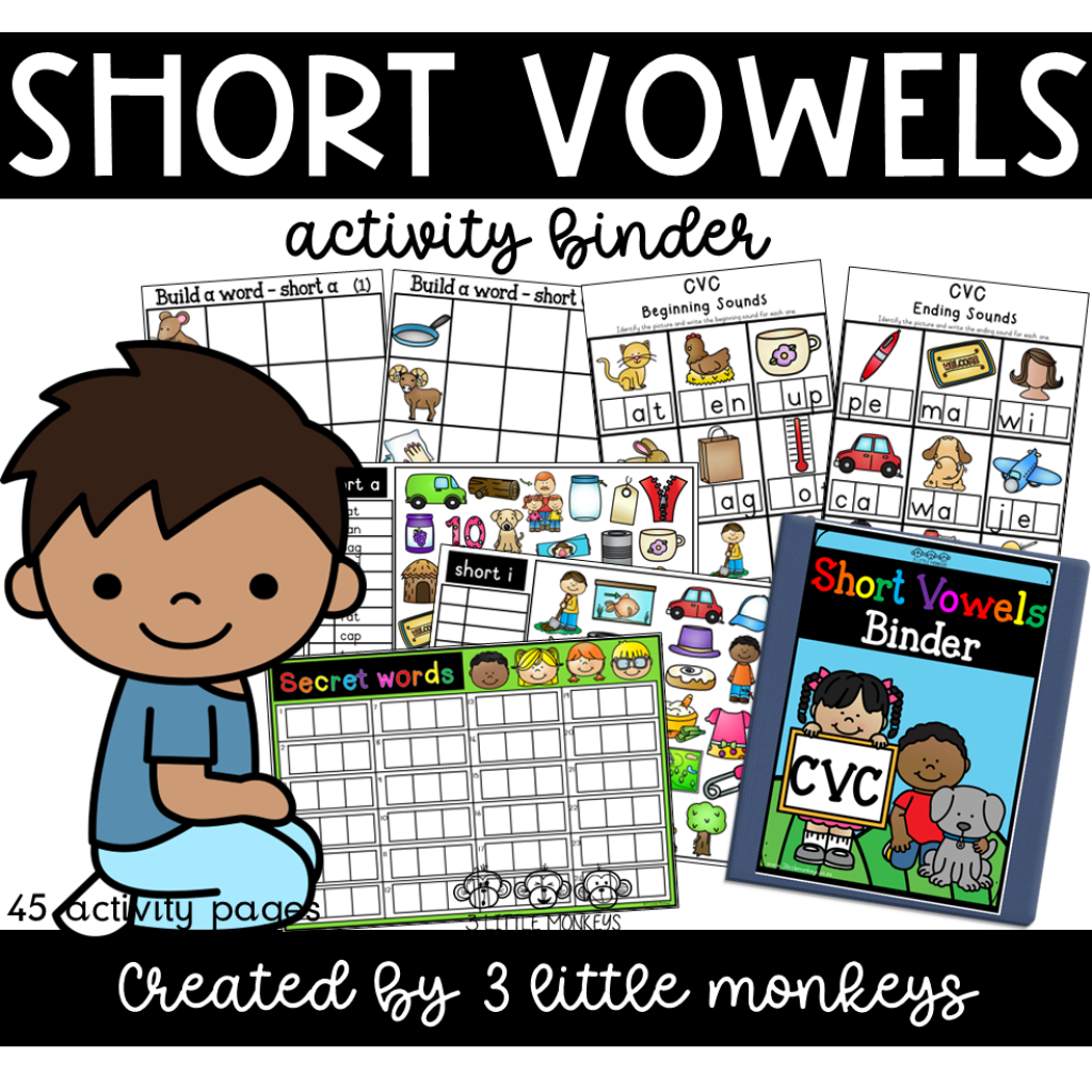 Short Vowels Binder - PDF » 3 Little Monkeys