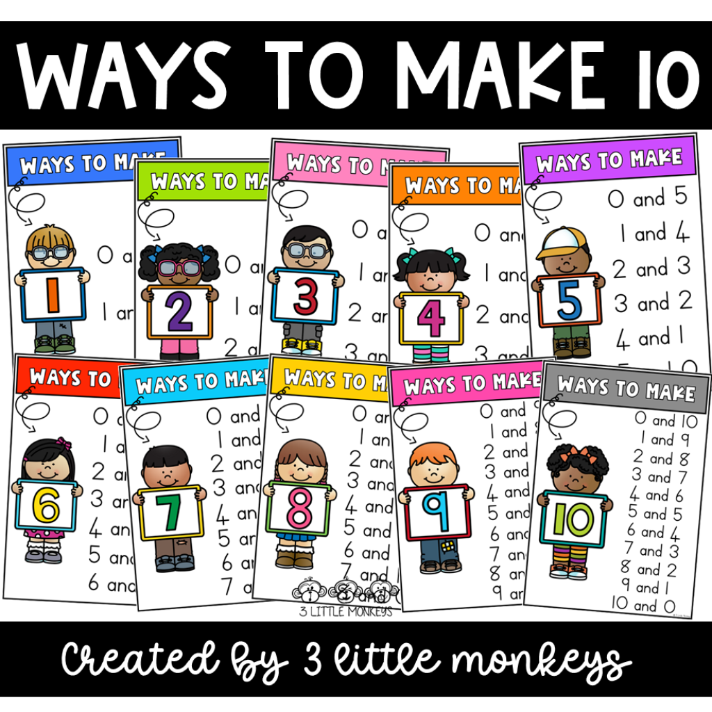 Ways to make 10 - PDF » 3 Little Monkeys