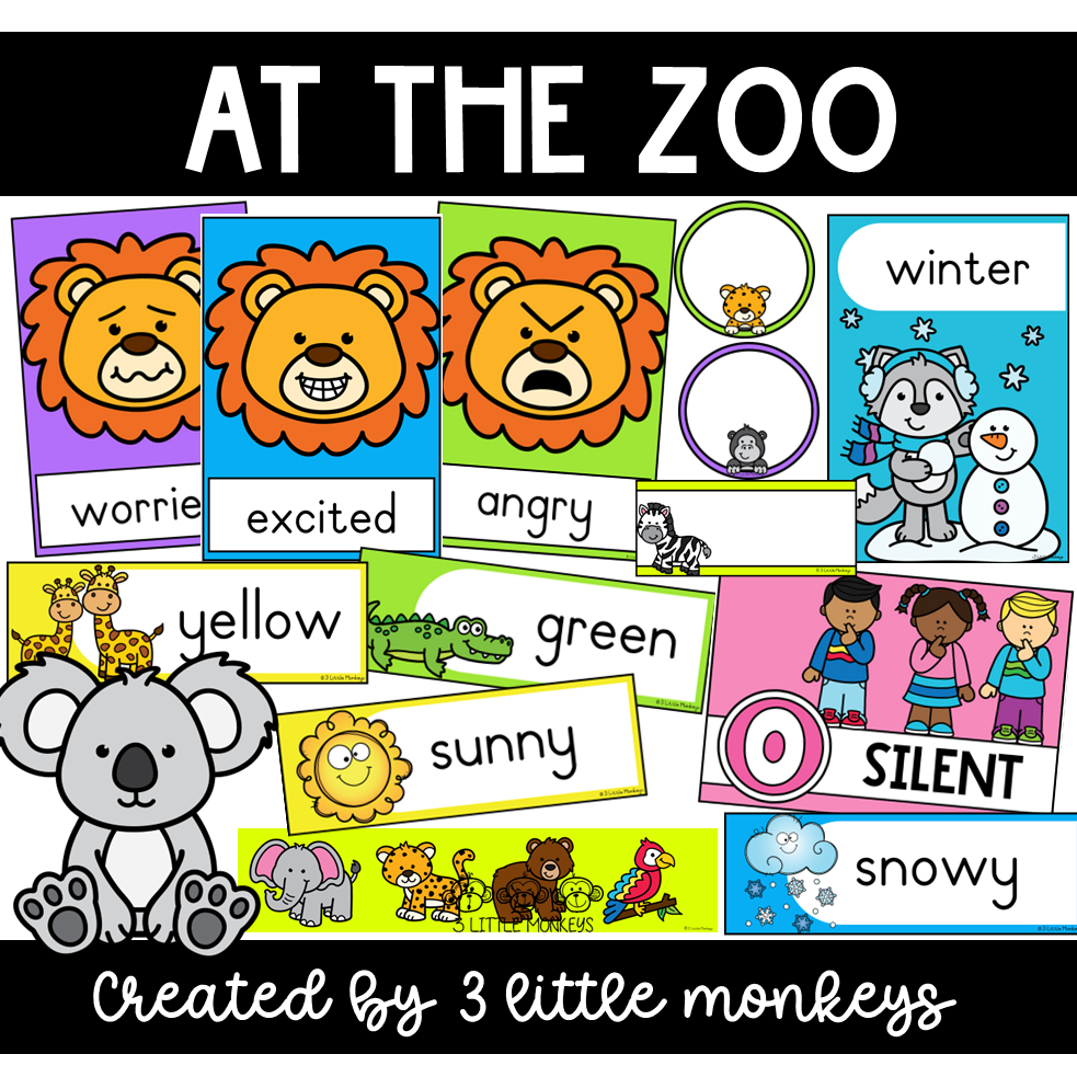 At the Zoo Classroom Decor- PDF » 3 Little Monkeys