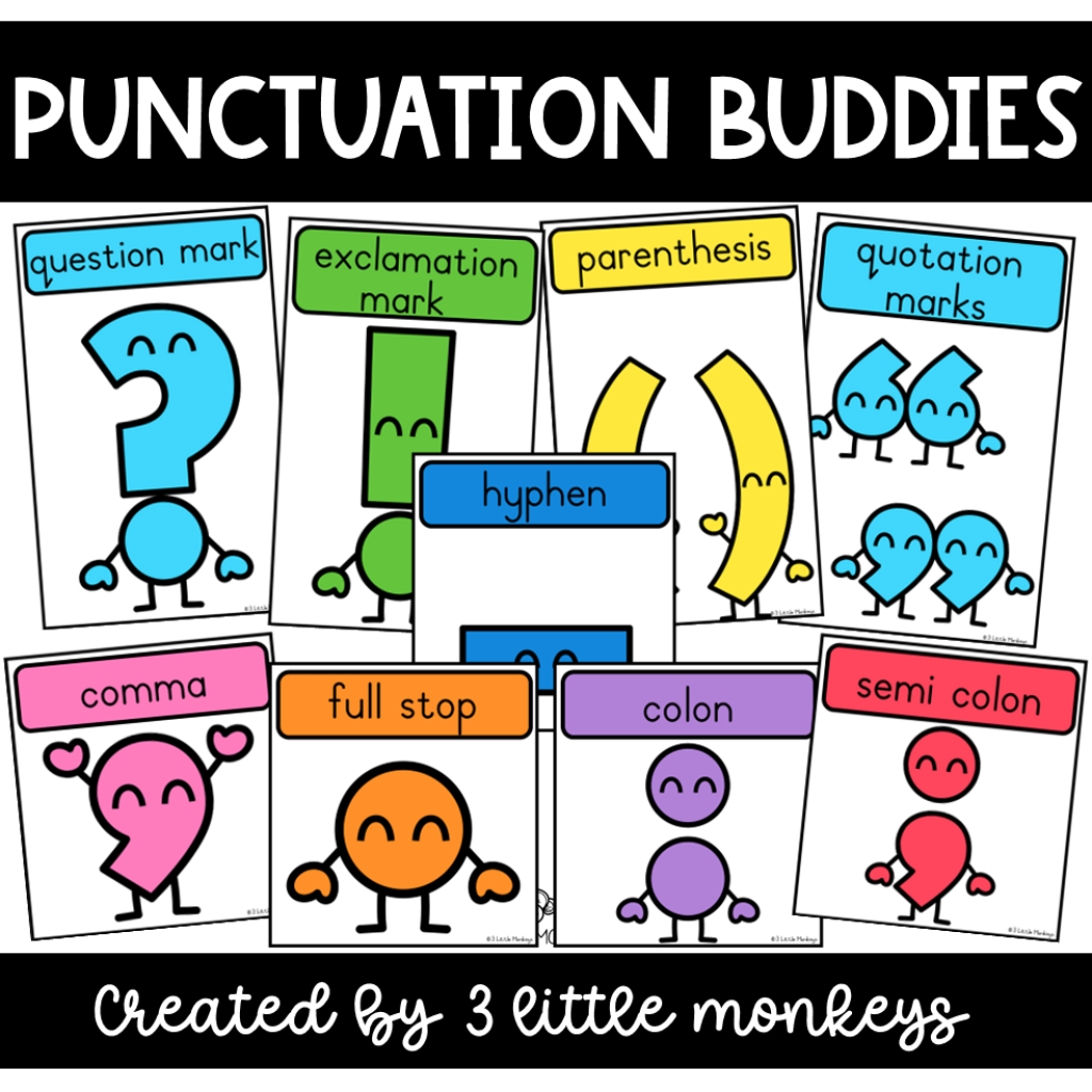 Punctuation Buddies - PDF » 3 Little Monkeys