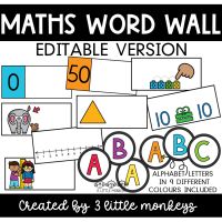 Editable Maths Word Wall - PDF » 3 Little Monkeys