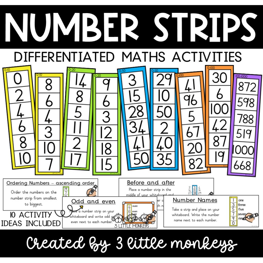 Number Strips Activities - PDF » 3 Little Monkeys