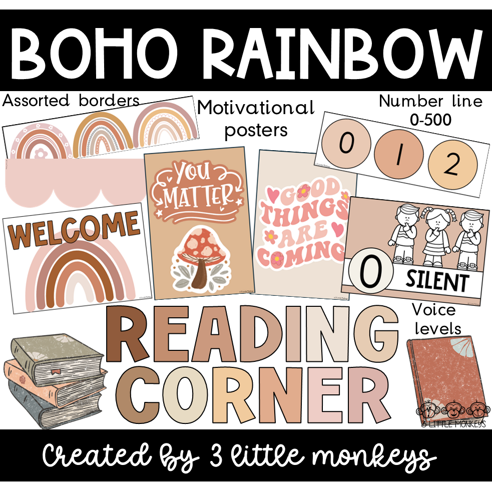 Boho Rainbows Theme Classroom Decor - PDF » 3 Little Monkeys