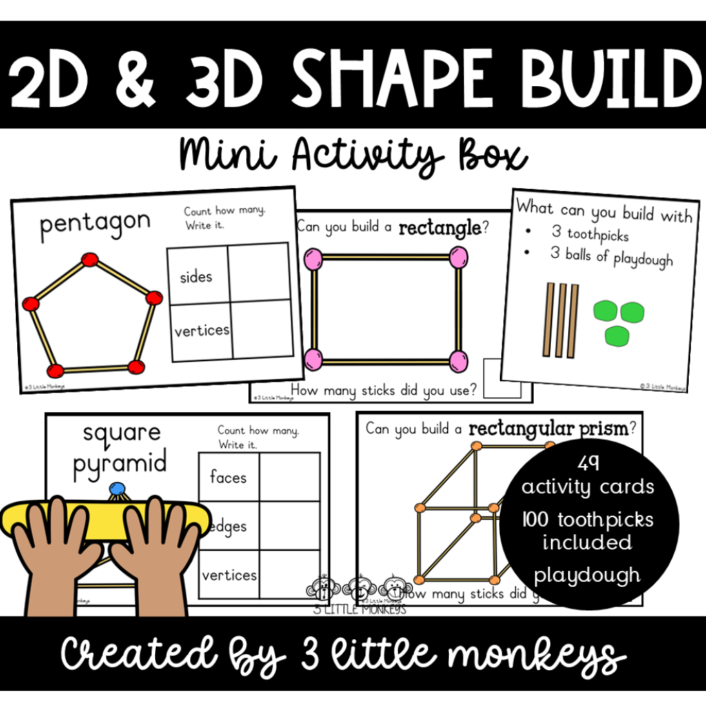 2D and 3D Shape Build - PDF » 3 Little Monkeys
