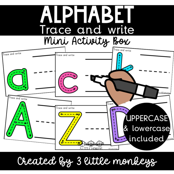Alphabet Trace and Write - PDF » 3 Little Monkeys