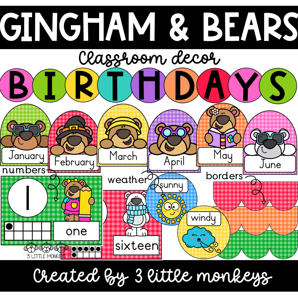 Bears Classroom Decor - PDF » 3 Little Monkeys
