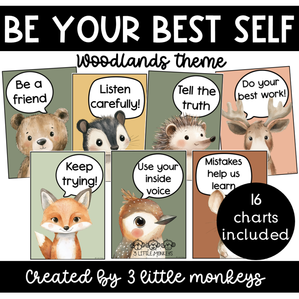 "Be your best self" Woodlands Theme Bulletin Board Display- PDF » 3 ...