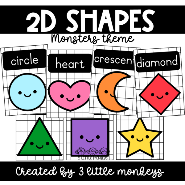 2D Shapes | Monsters Theme - PDF » 3 Little Monkeys
