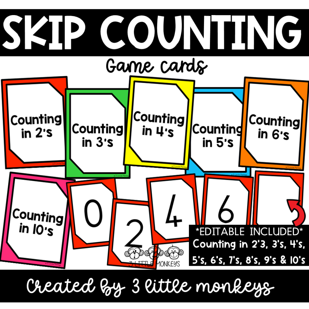 Skip Counting Cards - PDF » 3 Little Monkeys