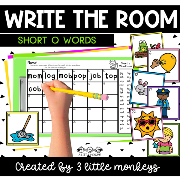 Write the Room | Short o Words - PDF » 3 Little Monkeys