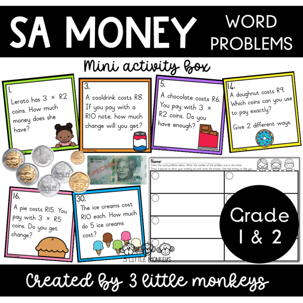 Money Word Problems Gr 1 & 2 - PDF » 3 Little Monkeys